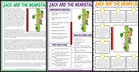 Jack And The Beanstalk Esl Reading Comprehension Worksheets