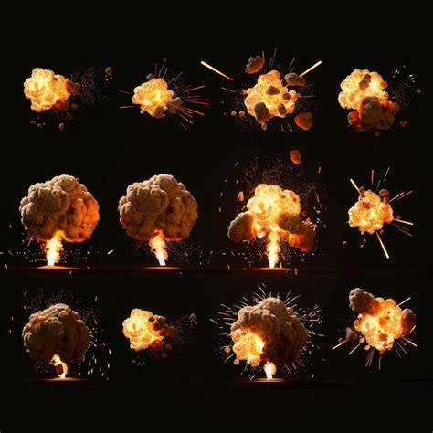 A 2d Cartoon Set Of Blast Effects From The Explosion Of Dynamite Or