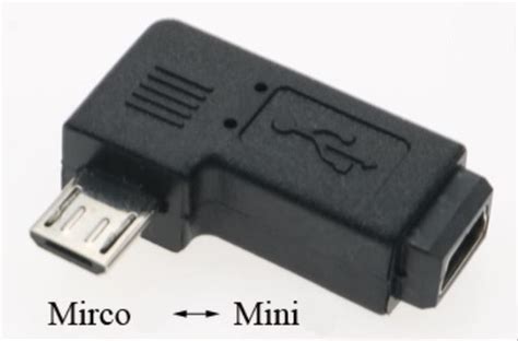 Адаптер-переходник с micro usb (папа) на mini usb (мама), угловой 90 ...