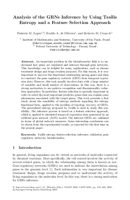 Pdf Analysis Of The Grns Inference By Using Tsallis Entropy And A