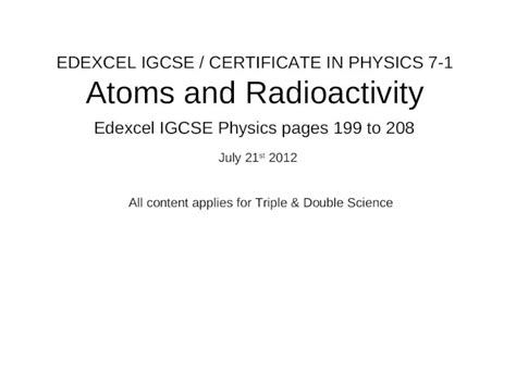 ppt edexcel igcse certificate in physics 7 1 atoms and