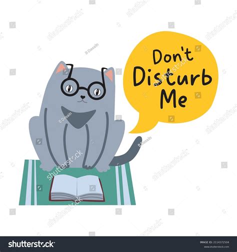 Cute Geeky Cat Reading Book Vector Stock Vector Royalty Free