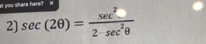 Solved sec 2θ sec2θ2 sec2θ Chegg com