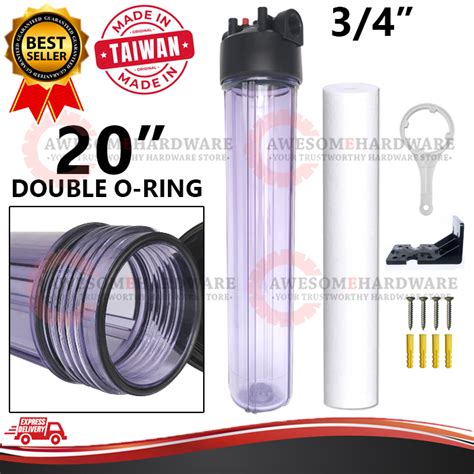 Double O Ring Taiwan 20 Clear Water Filter Housing With Pp Cartridge
