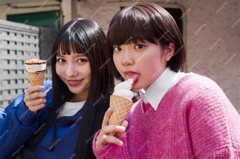 Free Photo Medium Shot Woman Licking Ice Cream Cone