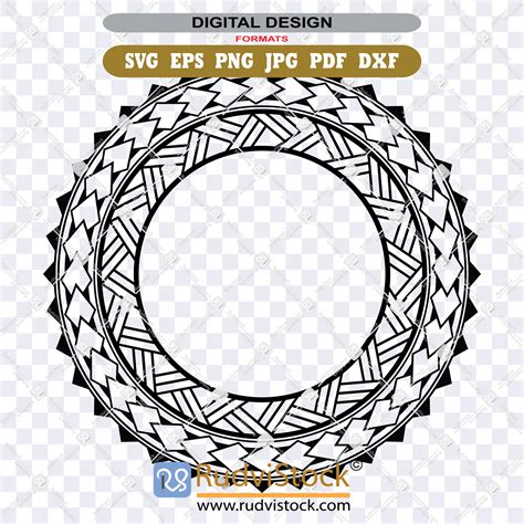 Polynesian Frame Circle Svg Samoan Tattoo Border For Instant Download