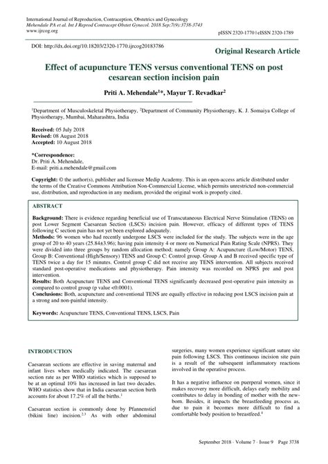 Pdf Effect Of Acupuncture Tens Versus Conventional Tens On Post