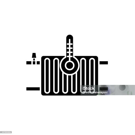 加熱散熱器黑色圖示 向量標誌上的隔離背景加熱散熱器概念標誌 例證向量圖形及更多一組物體圖片 一組物體 住宅建築 住宅房間 Istock