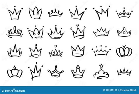 Coronas De Perro Dibujo De La Corona Reina O El Rey De Arte De La Línea