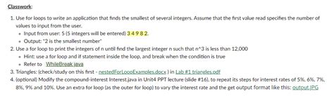 Solved Classwork 1 Use For Loops To Write An Application