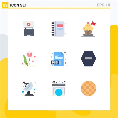 9 Thematic Vector Flat Colors And Editable Symbols Of Document Nature Chef Hat Flower Flora