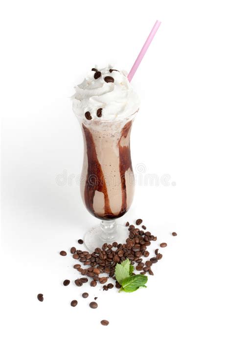 Iced Coffee With Whipped Cream And Straw Stock Image Image Of Cream