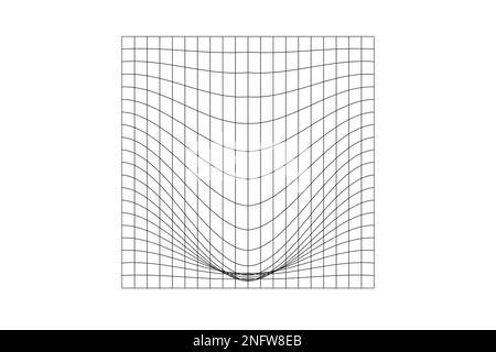 Distorted Outline Square Grid Warped Mesh Texture Futuristic Net With Convex Effect Geometric