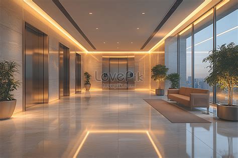 사무실 건물의 엘리베이터 홀