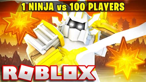 1 Ninja Vs 100 Players Roblox Bedwars Youtube