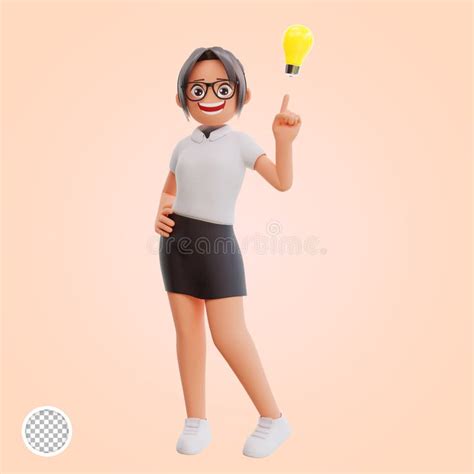 Young Businesswoman Get Idea 3d Cartoon Illustration Stock Image