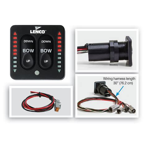 lenco marine electric trim tab switch kit for single actuator led indicator black waveinn