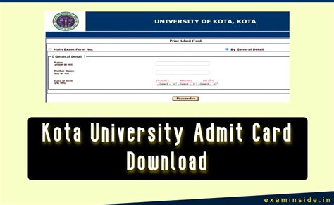 Kota University Admit Card 2024 Download लक uok ac in Admit Card