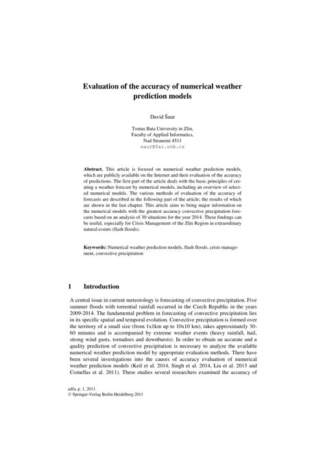 pdf evaluation of the accuracy of numerical weather prediction models