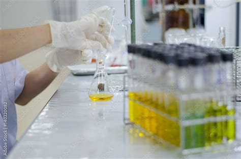 Scientist Hand Titration At Laboratory Titrate Chemical Titration