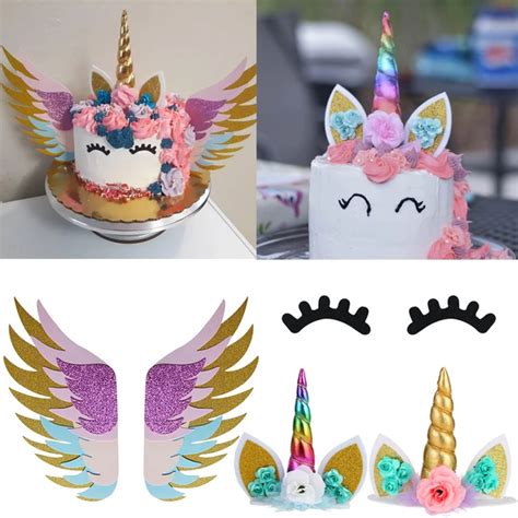 Glitter Unicorn Birthday Cake Toppers Sets With Sparkly 48 Off