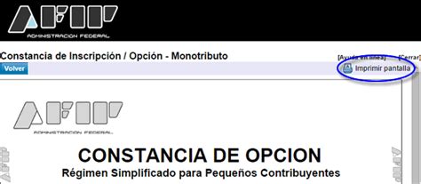 AFIP Imprimir Constancia de Inscripción al Monotributo afip gob