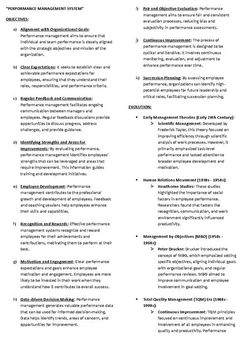 Chapter 1notes Performance Management System “performance