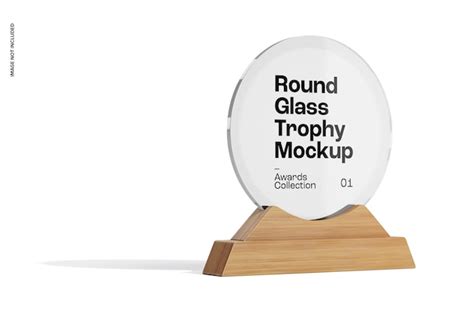 Premium Psd Round Glass Trophy Mockup Left View