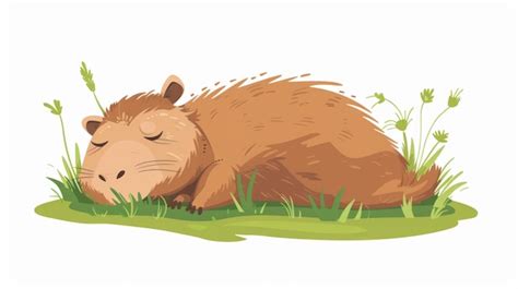 Premium Photo Funny Funny Capybara Sleeping In Nature A Sweet Lazy