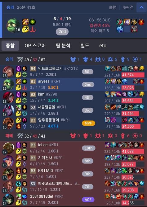 리그오브레전드 인벤 오늘은 게임 한 판 했다 Lol 탑 게시판