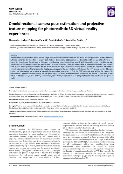 pdf omnidirectional camera pose estimation and projective texture