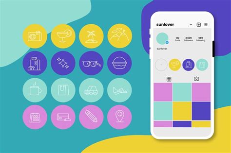 손으로 그린 인스 타 그램 하이라이트 무료 벡터