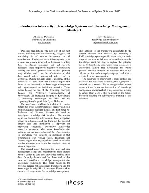 Pdf Introduction To The Minitrack On Security In Knowledge Systems