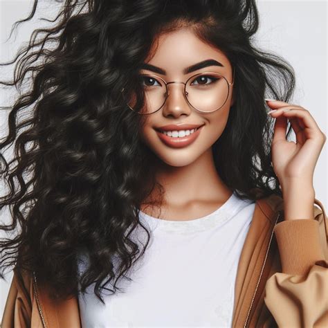 Premium Psd Oriental Woman Model With Glasses Dancing Shaking Pose