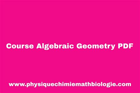 Course Algebraic Geometry Pdf