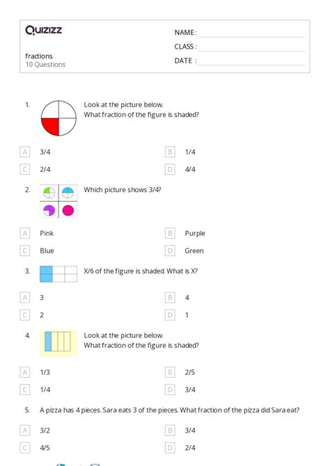 50 Fractions Worksheets For 2nd Class On Quizizz Free And Printable