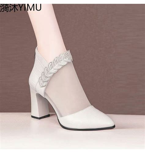 여자여름신발 메쉬 망사 뽀족 스틸레토 샌들 앵글 숏 부츠 블랙 8cm 티몬
