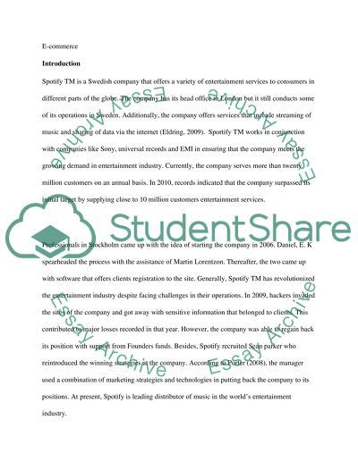 Spotify E Commerce Essay Example Topics And Well Written Essays 2750 Words