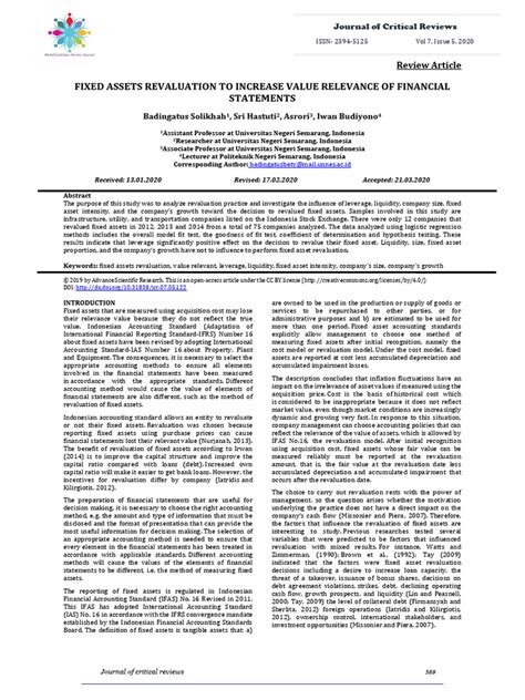Fixed Assets Revaluation To Increase Val Pdf Coefficient Of