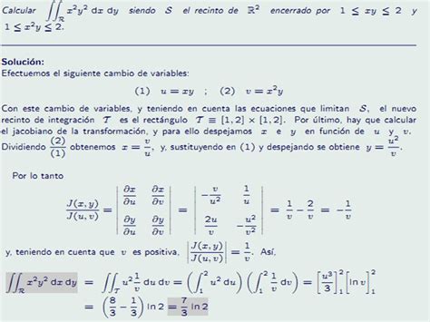 Ejercicios De Matemáticas Integral Cambio De Variable En Integral Doble Ejercicios De Matemáticas
