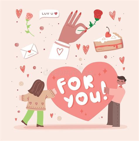 Romantic Set Of Illustrations With Man And Woman Love Love Story Relationship Stock Vector