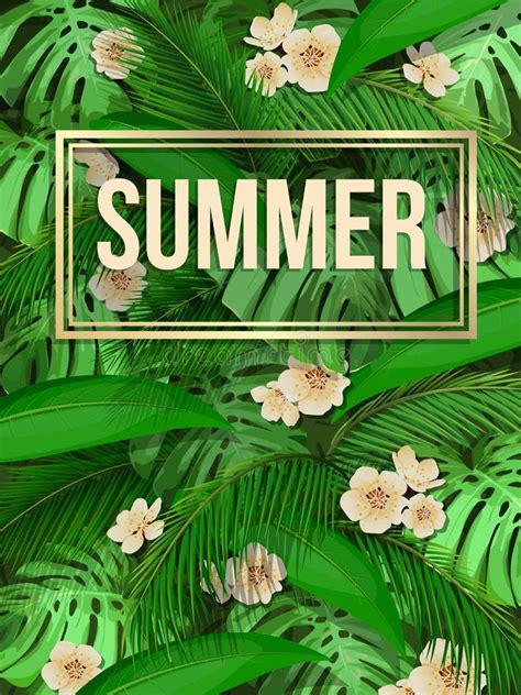 Fondo Tropical Del Modelo De La Hoja Del Verano Con El Texto