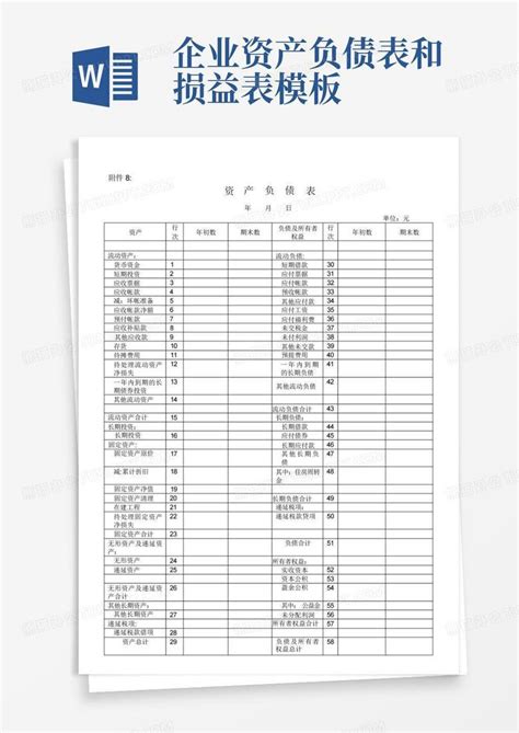 企业资产负债表和损益表word模板下载 编号lbmbpwvg 熊猫办公