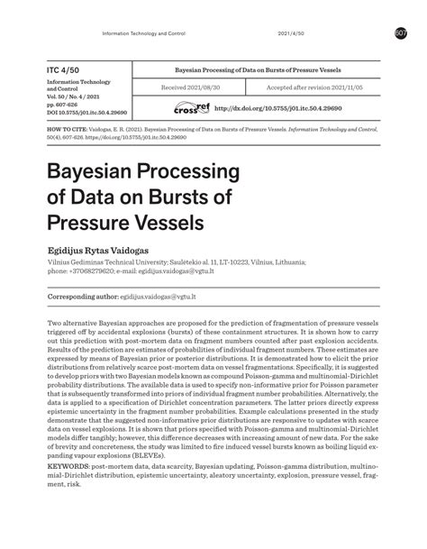 Pdf Bayesian Processing Of Data On Bursts Of Pressure Vessels
