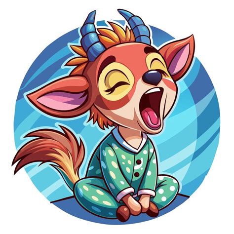 Premium Vector Cute Gazelle Yawning Sticker Cartoon Vector Tshirt