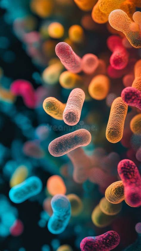 Colorful Abstract Representation Of Bacteria Close Up Microbiology