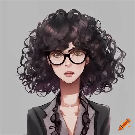 Cartoon Character With Curly Hair And Glasses On Craiyon