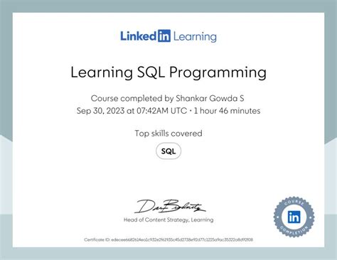 shankar gowda s on linkedin certificate of completion