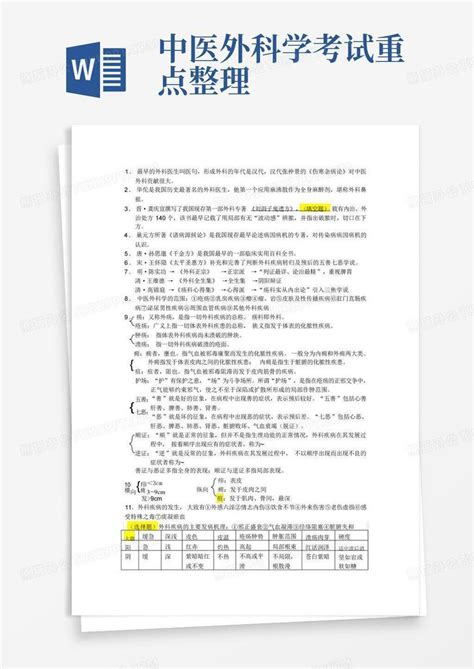 中医外科学考试重点整理Word模板下载 编号ldjvazka 熊猫办公