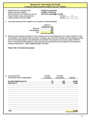 Fillable Online Support Cc Gatech Tech Fee Form Fy Jpiercexls